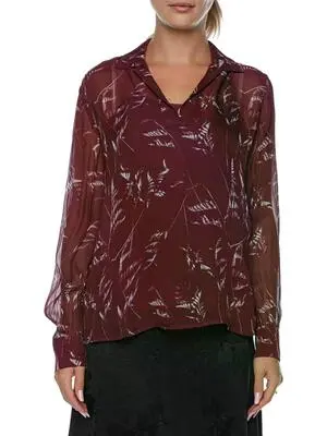 Armani Exchange Blossom Print Long Sleeve Blouse - Red