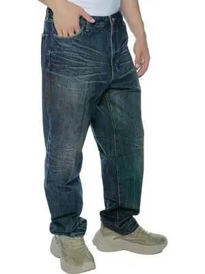Emporio Armani J22 Whiskered Faded Jeans - Blue