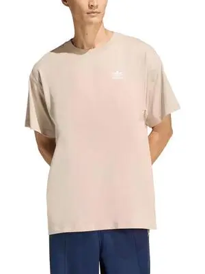 Adidas Logo-embroidered Cotton T-shirt - Neutrals