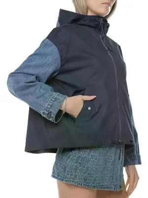 Armani Exchange Panelled Hooded Jacket - Blue
