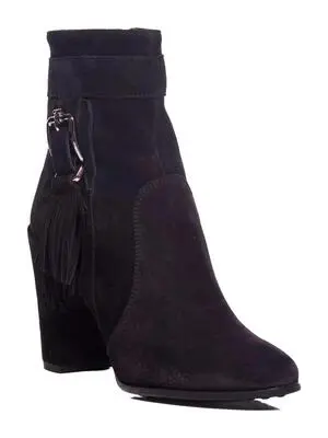 TOD'S Fringe Buckle Ankle Boots - Black