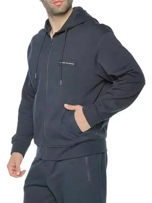 Armani Exchange Diagonal-weave Zip-up Hoodie - Black
