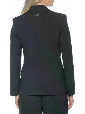 Armani Exchange Single-breasted Blazer With Logo Plaque - Black