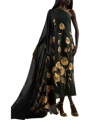 TALLER MARMO One-shoulder Metallic Embellished Dress - Black