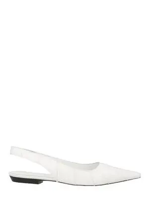 By Far Leather Slingback Ballet Flats - White