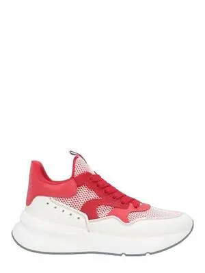 Alexander McQueen Pebbled Leather And Mesh Chunky Sneakers - Red