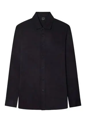 Armani Exchange Logo-embroidered Long-sleeve Shirt - Blue