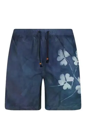 ESCAPISTA Garment-dyed Floral-print Drawstring Swim Shorts - Blue