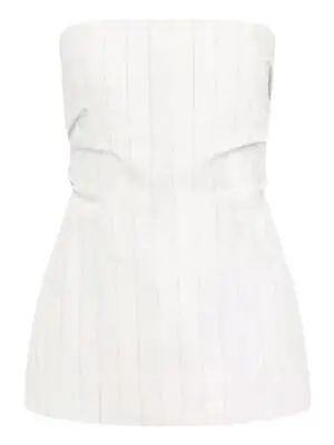 ST. AGNI Strapless Pinstriped Top - Neutrals