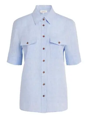 Lafayette 148 New York Linen Twin-pocket Shirt - Blue