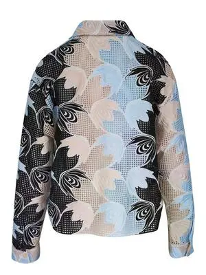 Marni Floral-embroidered Mesh Zip-up Jacket - Blue