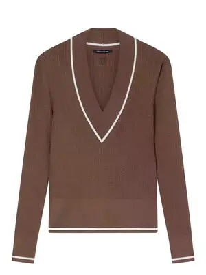 Armani Exchange Ribbed Knit V-neck Sweater - Brown