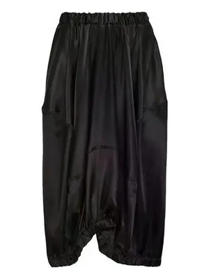 Comme Des Garçons Satin Draped Midi Skirt - Black