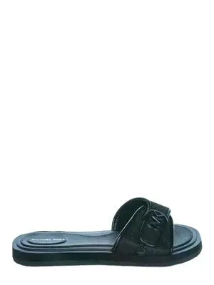 Michael Kors Glitter Logo Slides - Black