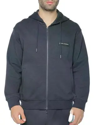 Armani Exchange Diagonal-weave Logo Hoodie - Black