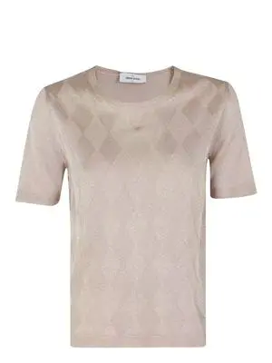 GRAN SASSO Metallic Diamond Pattern T-shirt - Neutrals