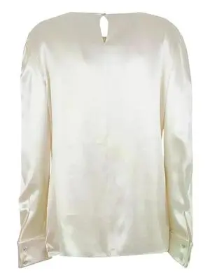 Alberta Ferretti Puff-sleeve Satin Blouse - Neutrals