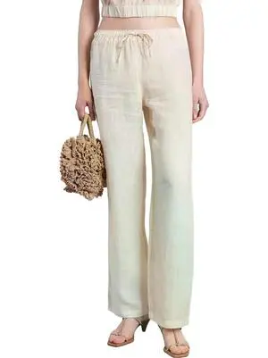 120% Lino Drawstring Straight-leg Trousers - Neutrals