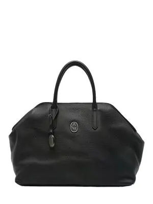 Ash Logo Plaque Pebbled Leather Tote Bag - Black