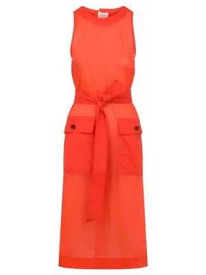 Saint Laurent Sleeveless Sheer Midi Dress - Red