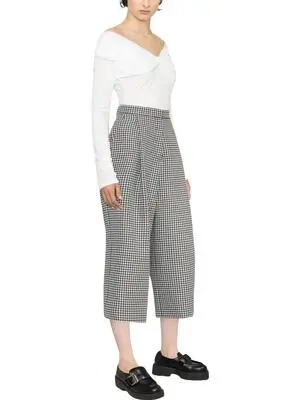 Viktor & Rolf Houndstooth Pattern Cropped Trousers - Black