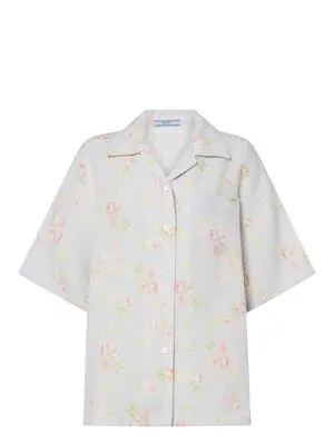 Prada Linen Floral Shirt - Blue