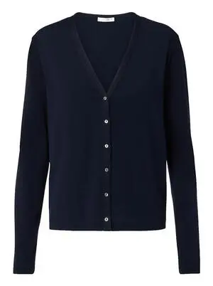 THE ROW Ribbed Knit Cotton Cardigan - Blue