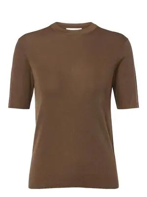 THE ROW The Row Ozzi Silk-Blend T-Shirt Brown