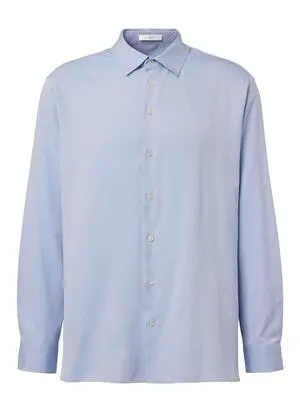 THE ROW Paxon Silk Poplin Jacquard Shirt - Blue
