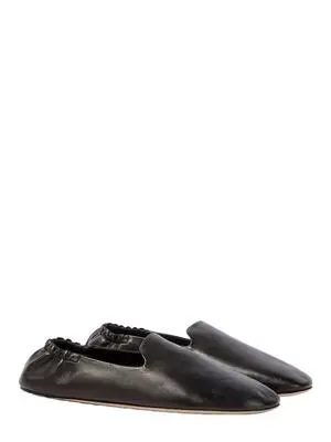 THE ROW Casa Leather Slip-on Shoes - Black