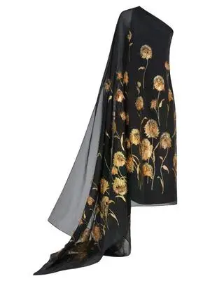 TALLER MARMO One-shoulder Metallic Embellishment Dress - Black