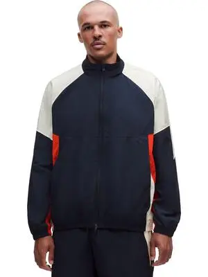 Lululemon Nylon Oversized Track Jacket - True Navy/coconut Ivory/cherry Ember