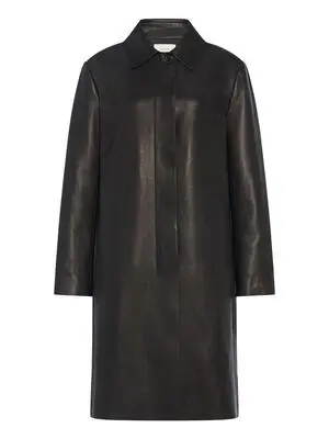THE ROW Cintia Leather Car Coat - Black