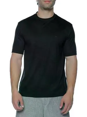 Emporio Armani Logo-embroidered Wool T-shirt - Black