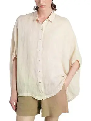 120% Lino Batwing Sleeve Shirt - Neutrals