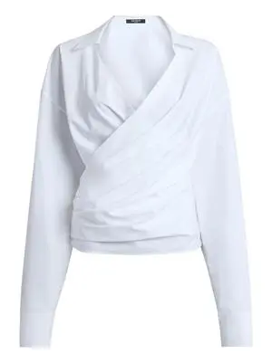 Balmain Draped Cotton Poplin Shirt - White