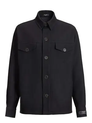 Balmain Wool Twill Overshirt - Black
