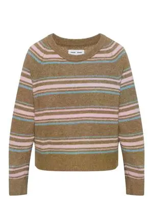 SAMSOE SAMSOE Striped Raglan-sleeve Sweater - Brown