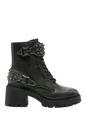 Ash Stud-embellished Buckled Boots - Brown