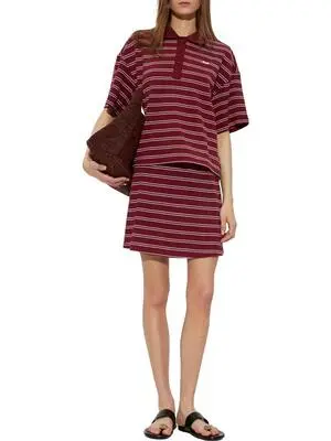 GESTUZ Pilova Striped Short-sleeve Polo Shirt - Red