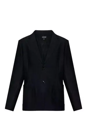 Giorgio Armani Notched-lapel Textured Jacket - Blue