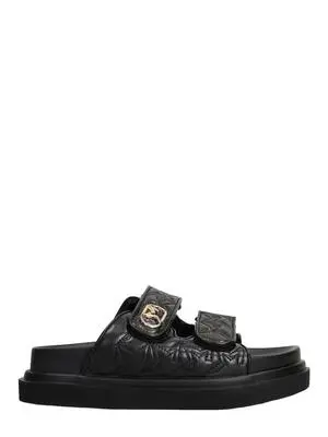 MARC ELLIS Calipso Logo Plaque Touch-strap Sandals - Black