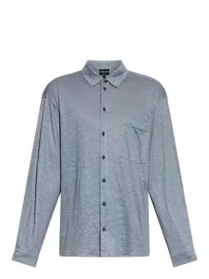 Giorgio Armani Long-sleeved Linen Shirt - Blue