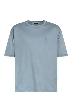 Giorgio Armani Logo-embroidered Cotton T-shirt - Blue