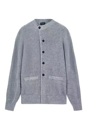 GIORGIO ARMANI Giorgio Armani Off-Centre Ribbed-Knit Cardigan