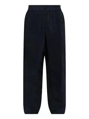 Giorgio Armani Crinkled-effect Tapered Trousers - Blue