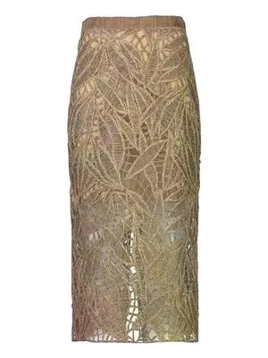 Brunello Cucinelli Brunello Cucinelli Embroidered Leaf Skirt Neutrals