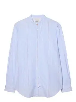 Paul Smith Light Stripe Grandad-collar Shirt - Blue