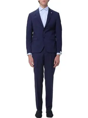 MANUEL RITZ Single-breasted Stretch Wool Suit - Blue