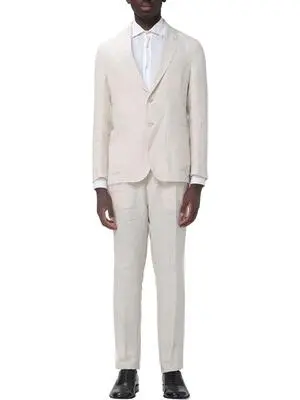 MANUEL RITZ Single-breasted Linen Suit Beige